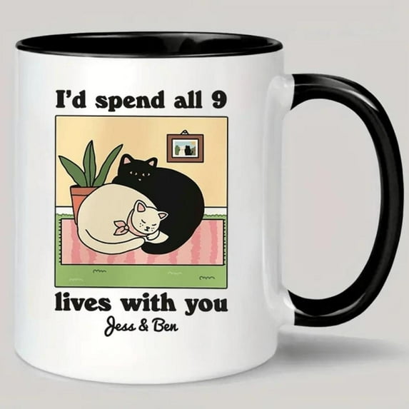 11oz Insulated Ceramic Coffee Mug with Cute Illustration Reusable ...