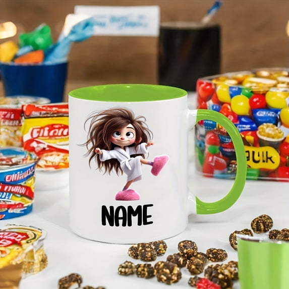 11oz Personalized Name Ceramic Mug, Lively Double-Sided Print, 7 Colors ...