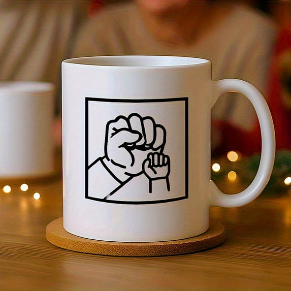 11oz Reusable Ceramic Coffee Mug | Black And White Fist Design ...