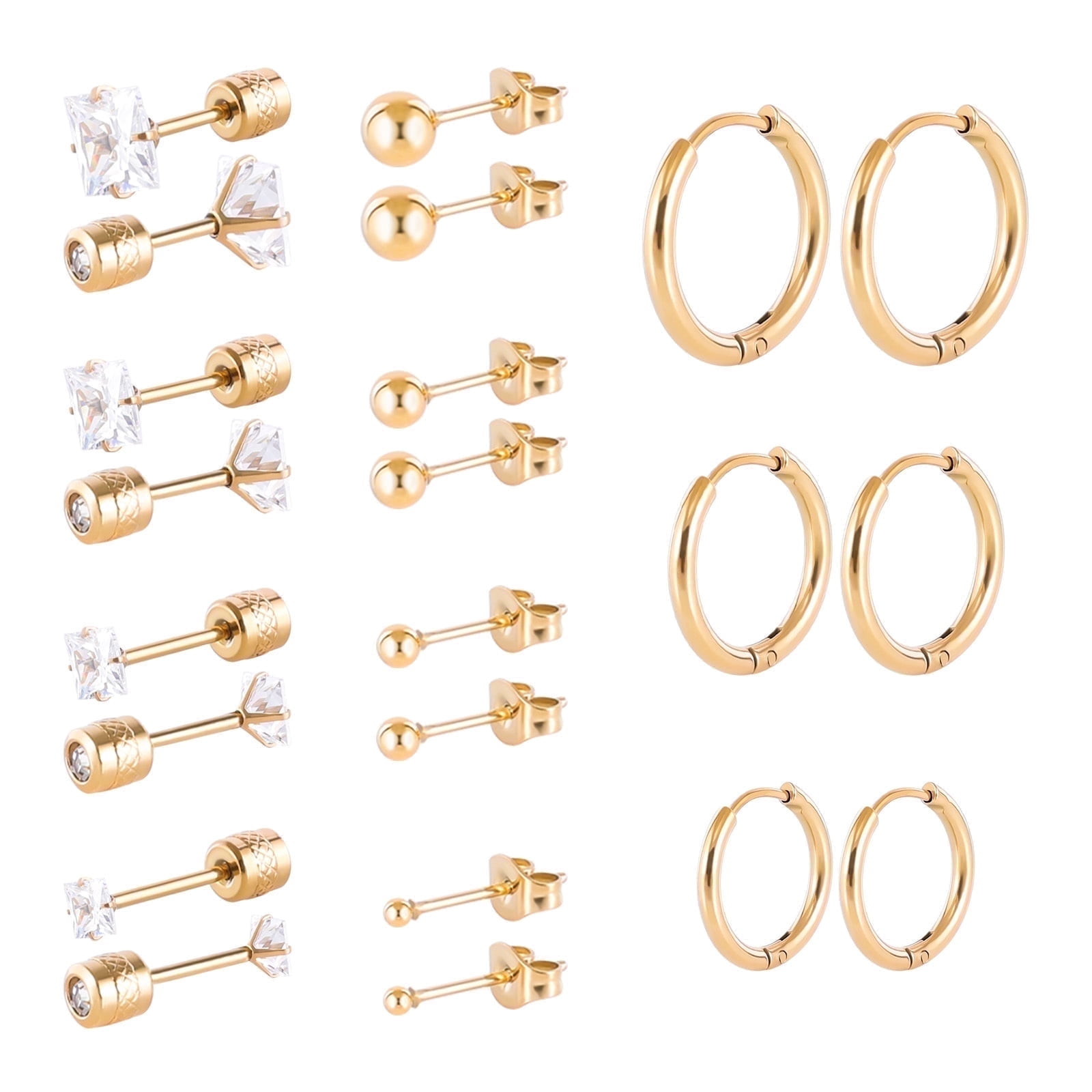 11pairs Surgical Steel Earrings for Sensitive Ears Hypoallergenic 20G ...