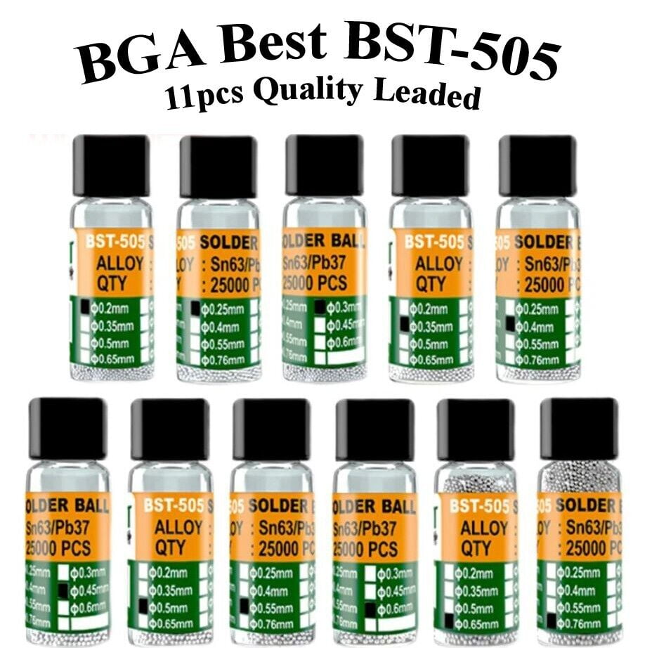11pc Leaded Solder Balls .2 .25 .3 .35 .4 .45 .5 .55 .6 .65 .76 mm BGA Reballing - Walmart.com