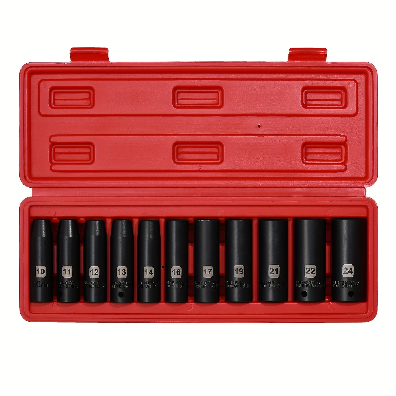 11pcs 1/2" Drive Deep Impact Socket Set - CR-V 6-Point SAE(3/8"-1 ...