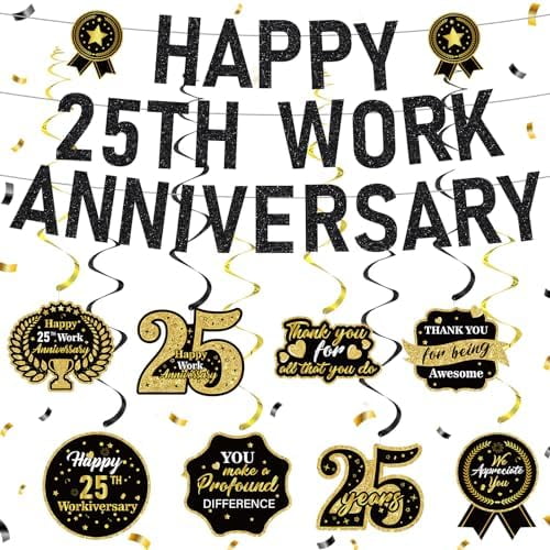 11pcs 25 Year Work Anniversary Decorations Happy 25th Work Anniversary ...
