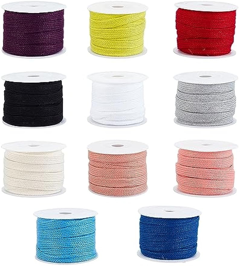 11pcs 60.1 Yards Flat Drawstring Cord Drawstring Cotton Draw Cord Flat ...