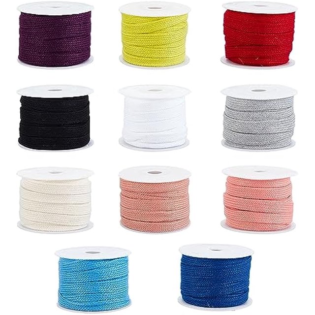 11pcs 60.1 Yards Flat Drawstring Cord Drawstring Cotton Draw Cord Flat ...