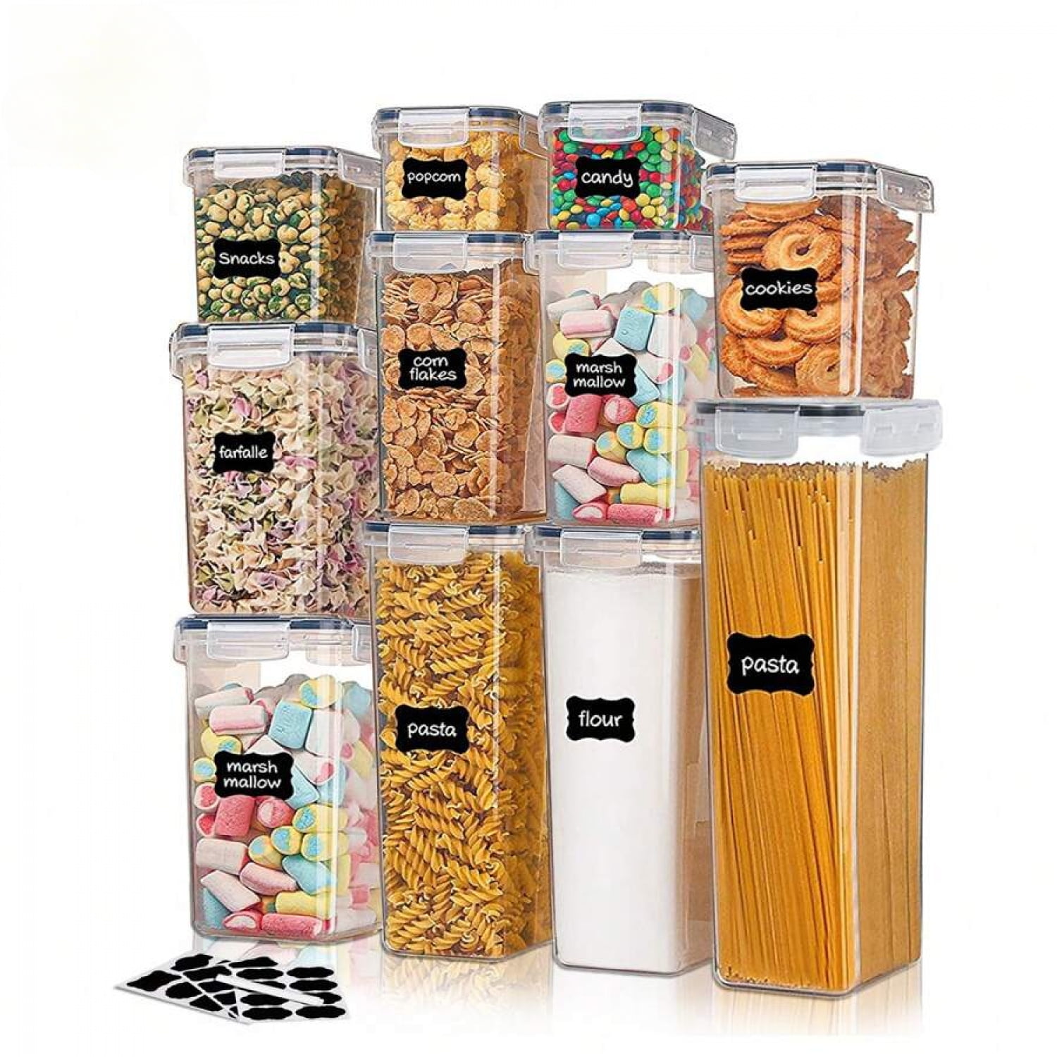 11pcs Airtight Food Storage Containers For Kitchen Organization Plastic ...