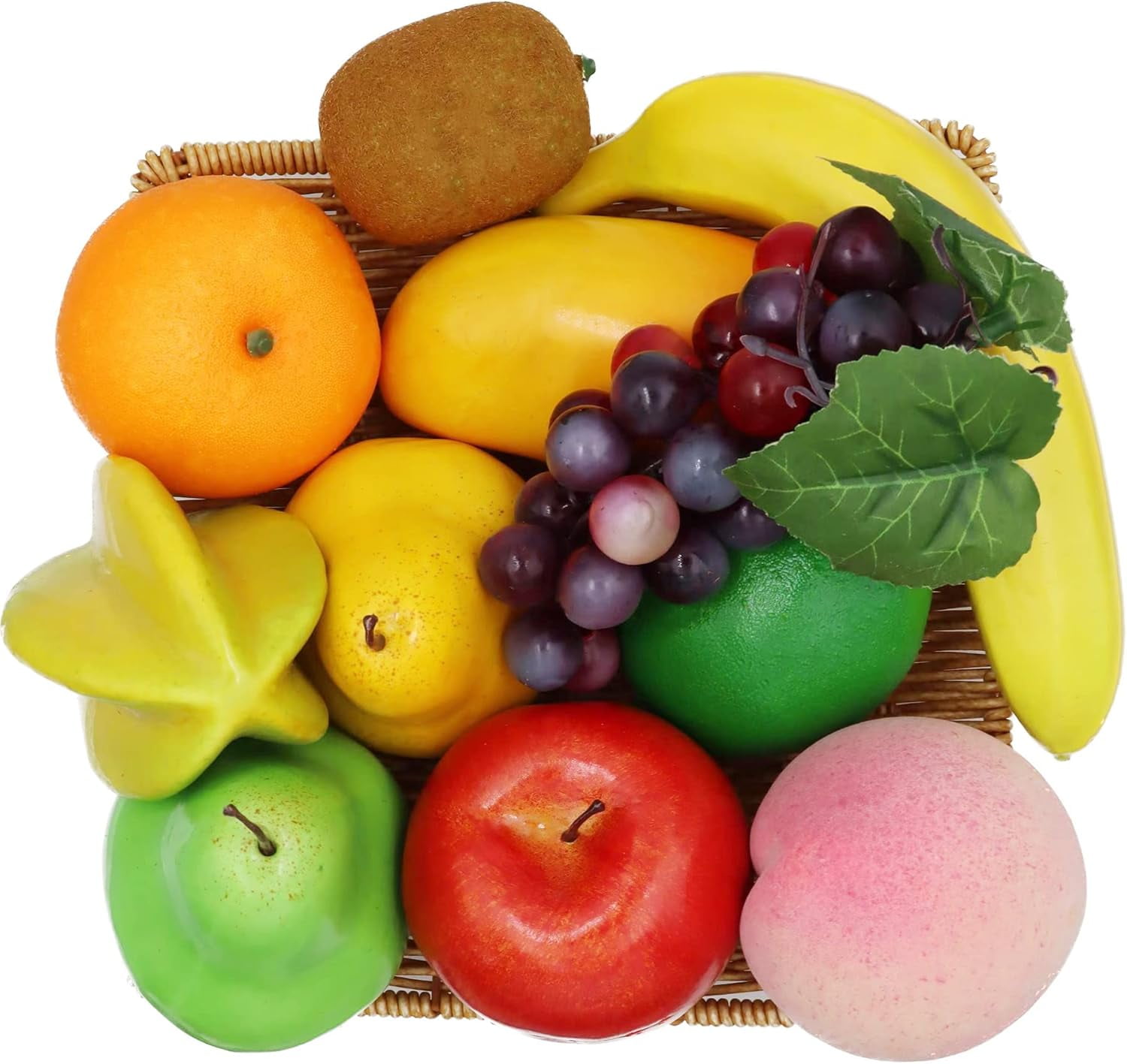 11pcs Artificial Fruit Fake Apple Pear Mango Kiwi Orange Grape Peach ...