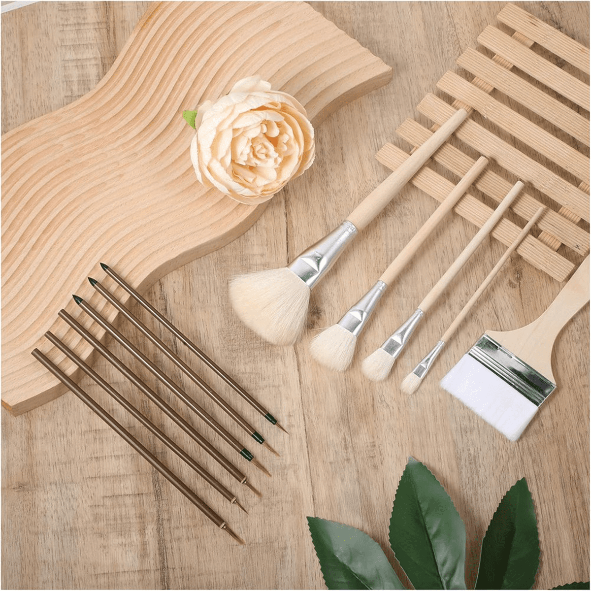 11pcs Ceramic Brushes for Glazing,Wooden Pottery Glaze Brushes for ...