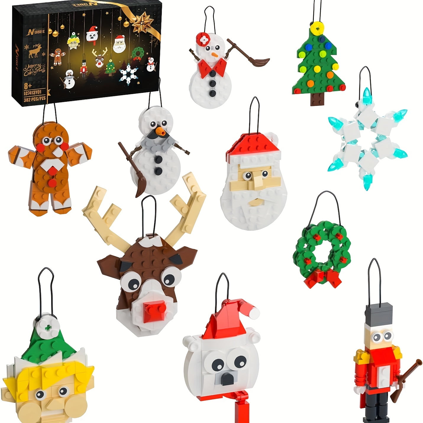 11pcs Christmas Building Set - Tree, Wreath, Santa, Snowman ...