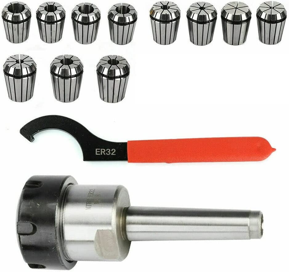 11pcs Collet ER32 Spanner Chuck Set Precision MT2 Shank Spanner for ...