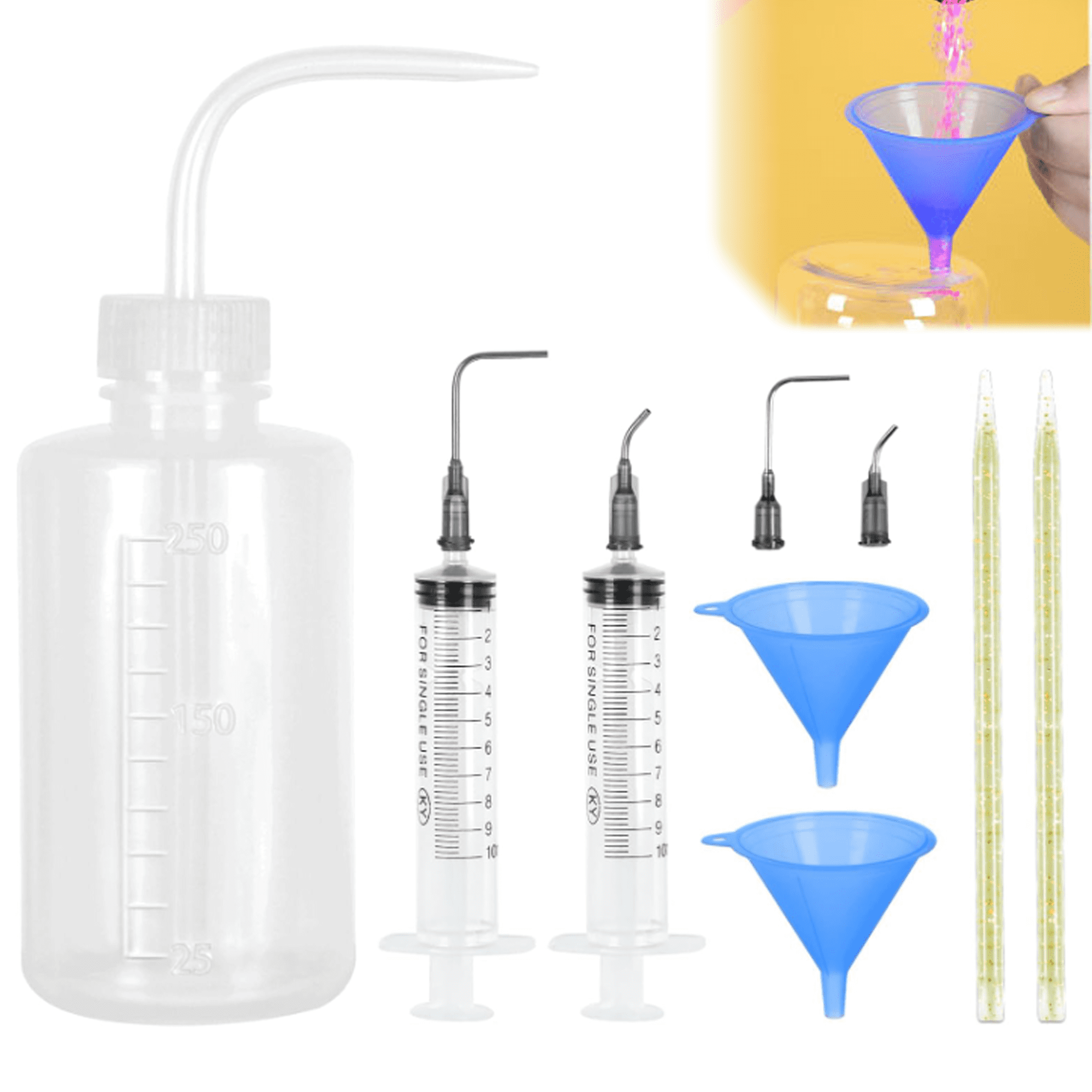11pcs DIY Snow Globe Supplies, Plastic Squeeze Bottle, Funnel, Bent ...