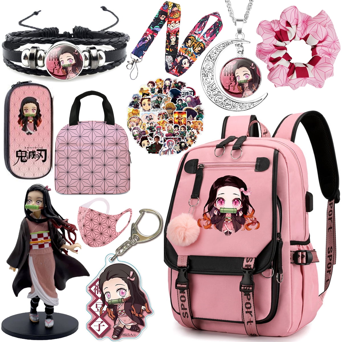11pcs Demon Slayer Nezuko Book Bags School Backpacks kit - Walmart.com
