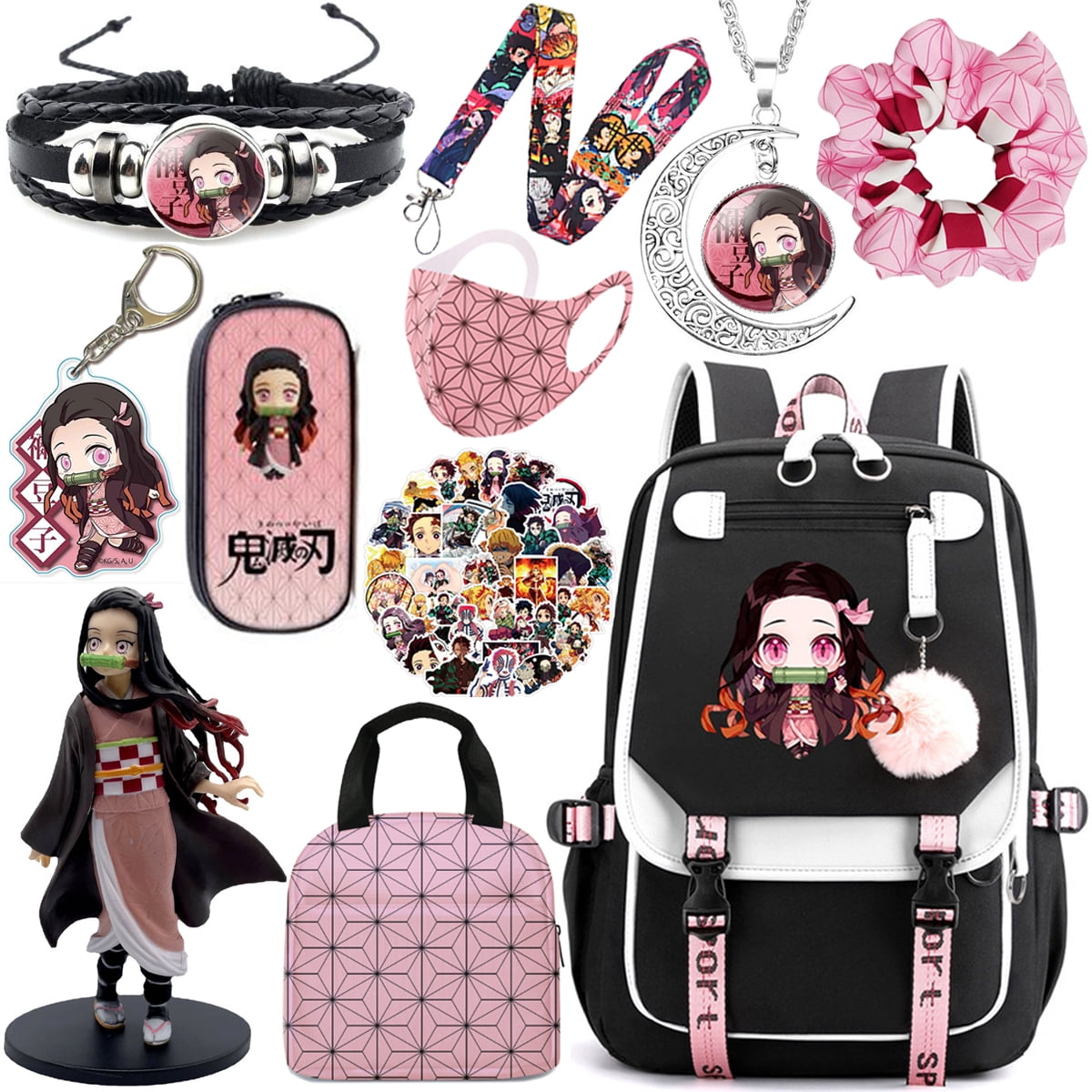 11pcs Demon Slayer Nezuko Book Bags School Backpacks kit - Walmart.com