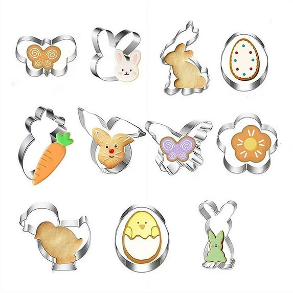 11pcs Easter Cookie Cutters, Rabbite egg Shapes Metal Cookie Cutters ...