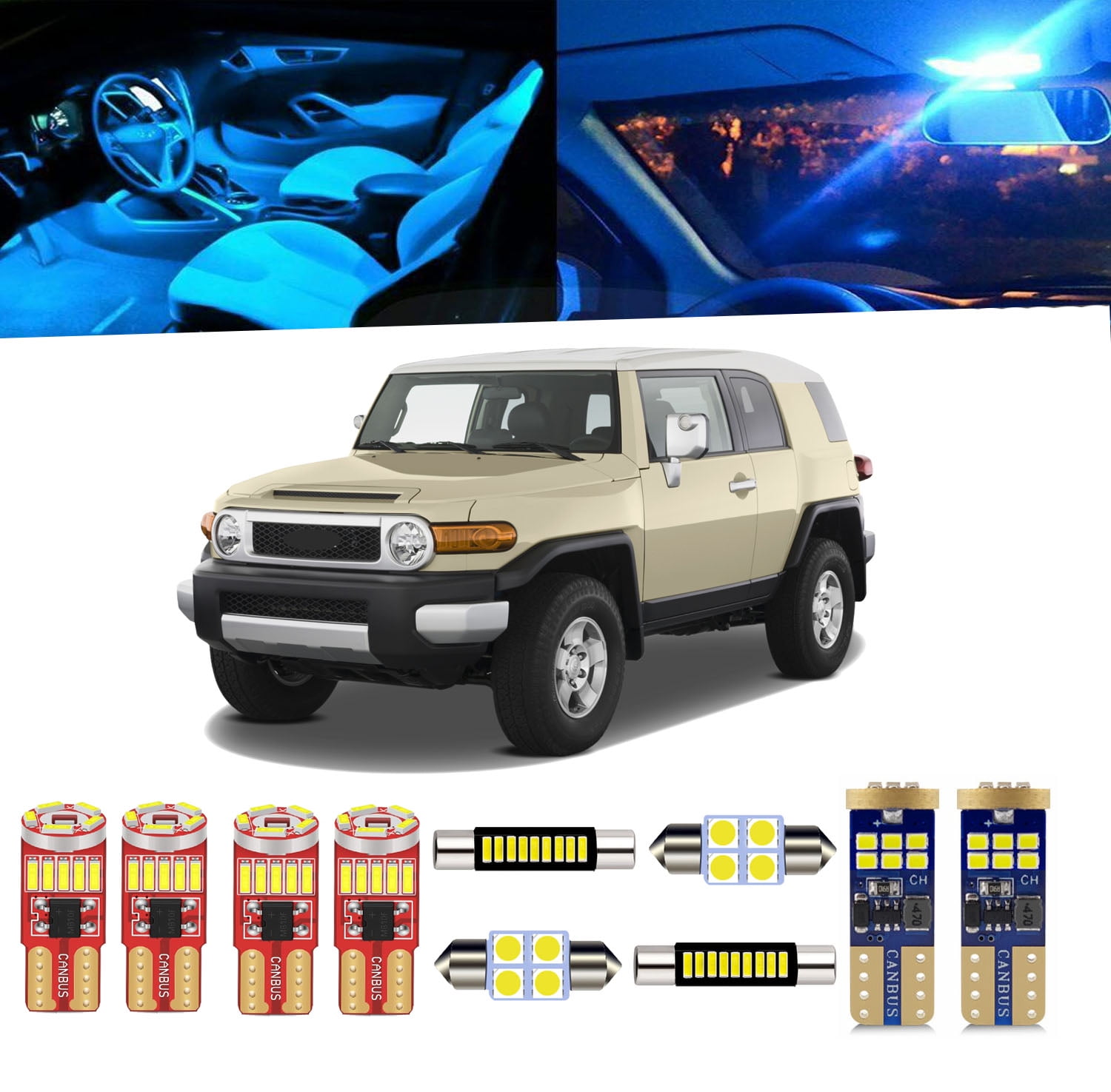 11pcs For FJ Cruiser Interior LED Lights Kit Super Bright LED ...