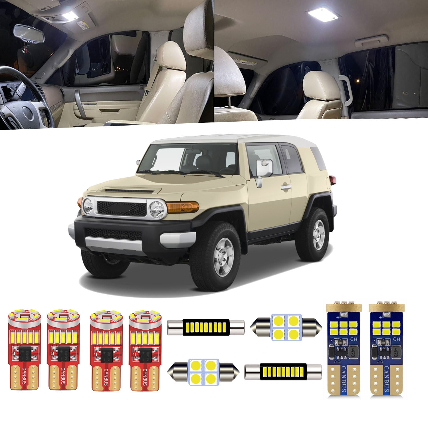 11pcs For FJ Cruiser Interior LED Lights Kit Super Bright LED ...