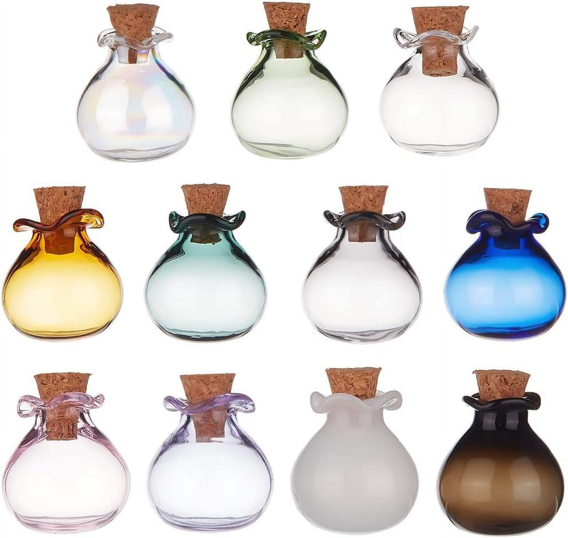 11pcs Mini Colorful Glass Cork Bottles 11 Colors Tiny Lucky Bag Shape ...