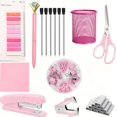 11pcs Pink Office Supplies Set Mesh Desk Organizer Accessories Kit ...