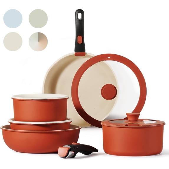11pcs Pots and Pans Set, Nonstick Cookware Set Detachable Handle ...