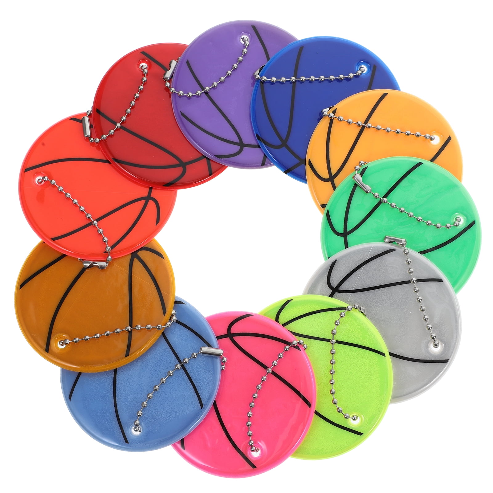 11pcs Reflective Basketball Keychain Pendant Fluorescent Safety Tag For ...