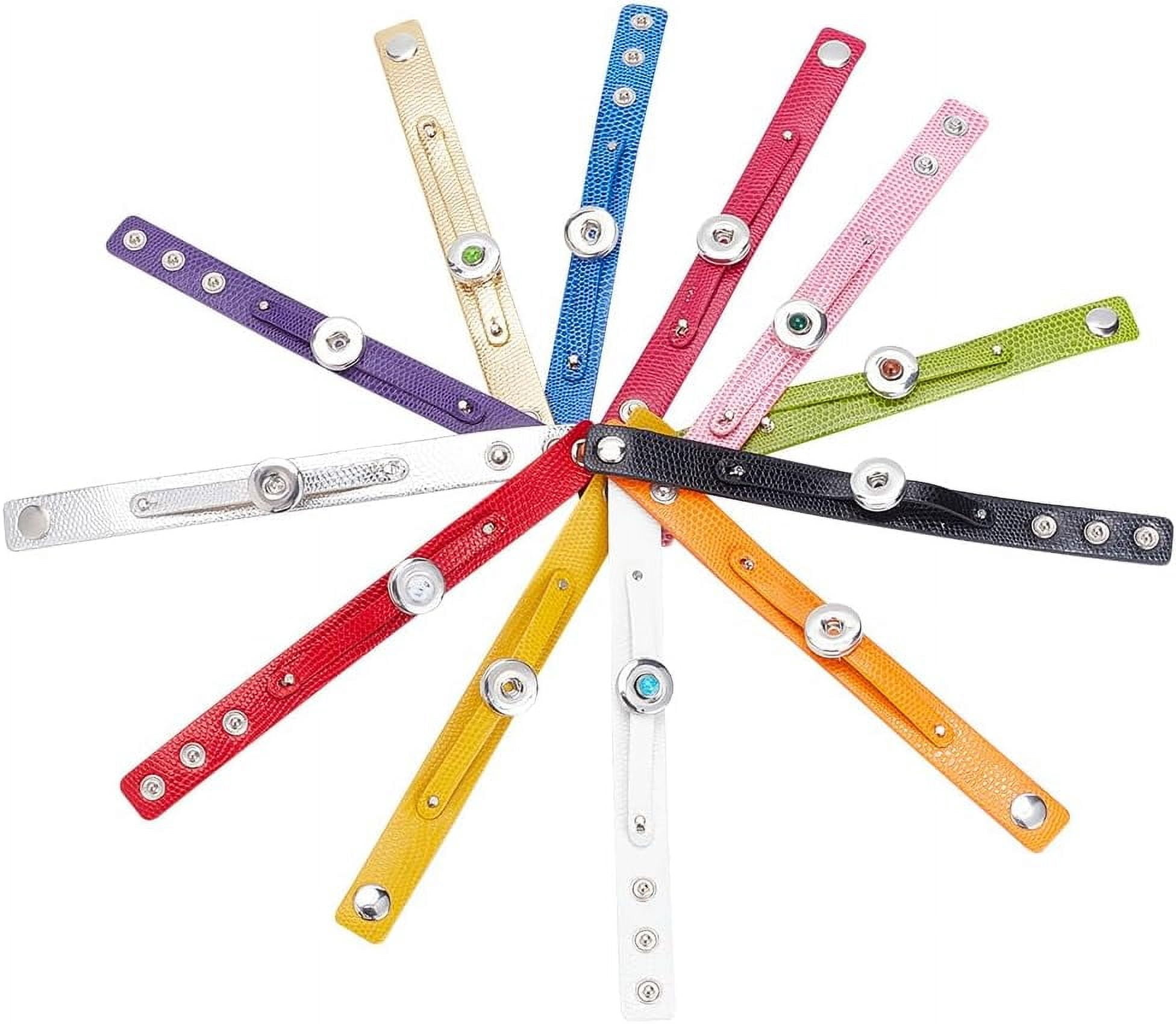 11pcs Snap Button Jewelry Bracelets 11 Colors PU Leather Bracelet for ...