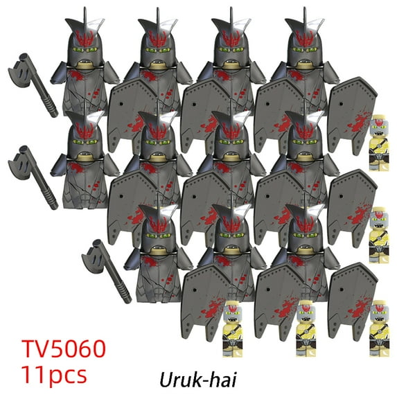 11pcs TV6410 MOC Medieval Knight Soldier Bricks Warrior Orc Armor Helmet Shield Mini Action ...
