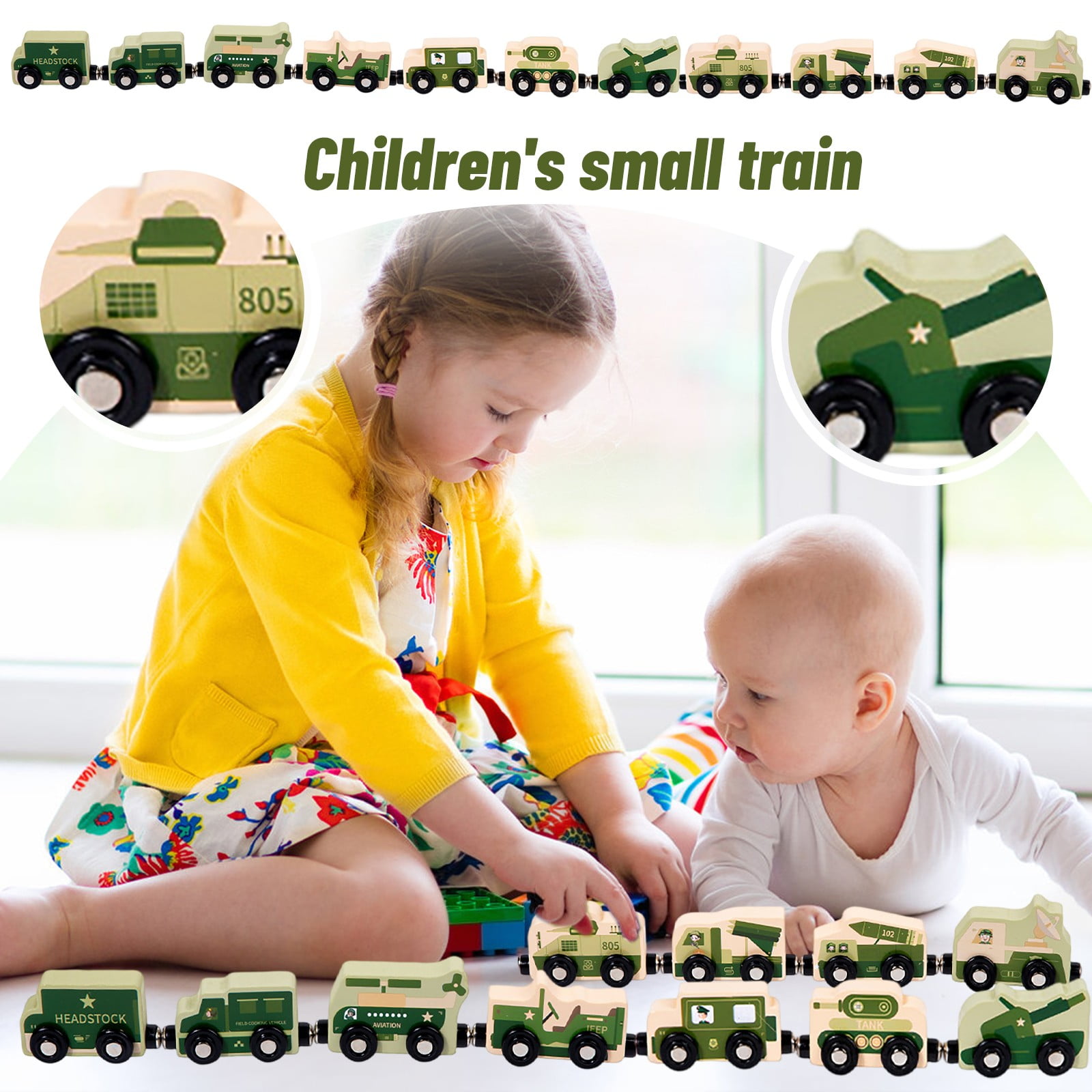 11pcs Toddler Train Set. 3in Wooden Train Set. Montessori Toys for ...