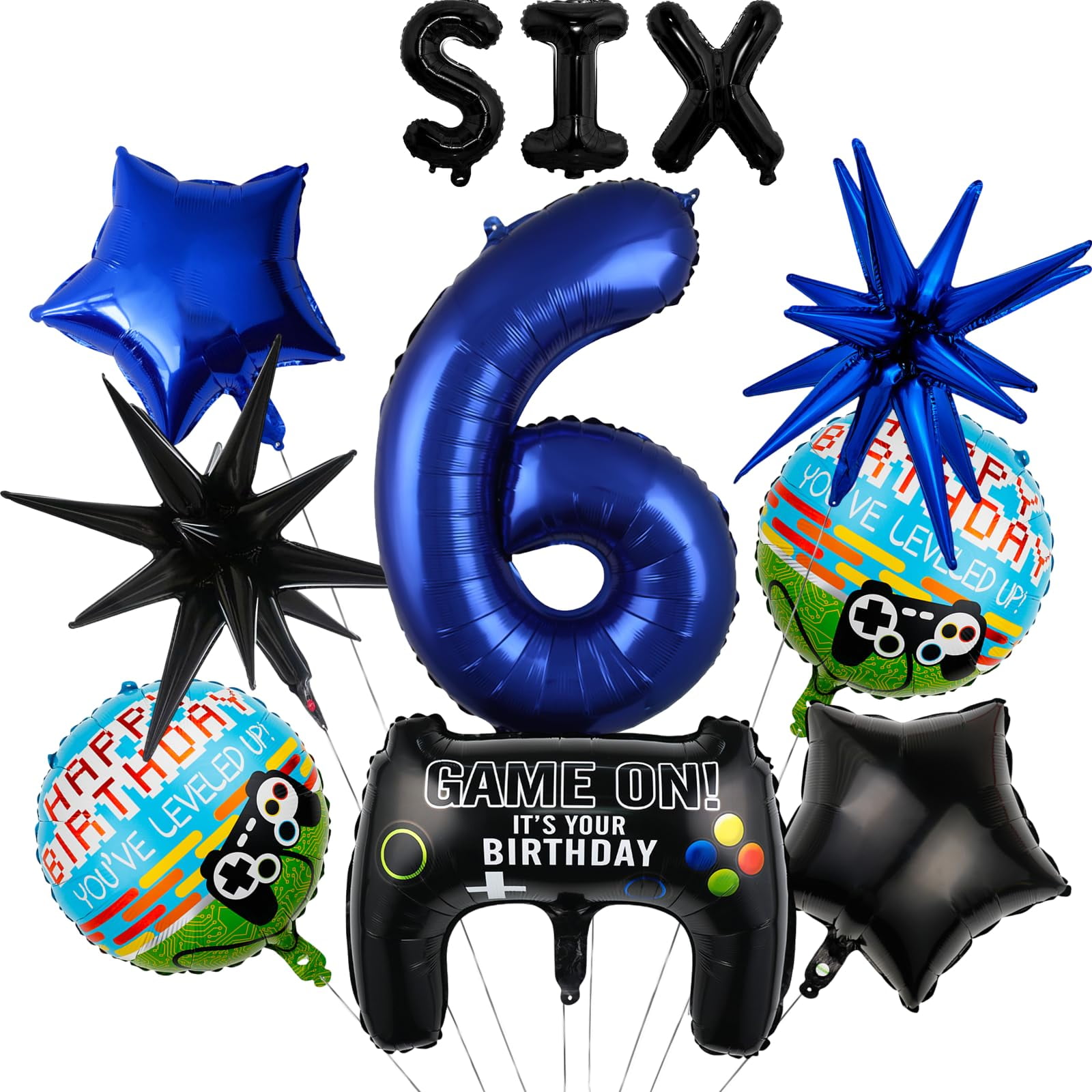 11pcs Video Game Themed Party Decorations, Number 6th Boys Birthday ...