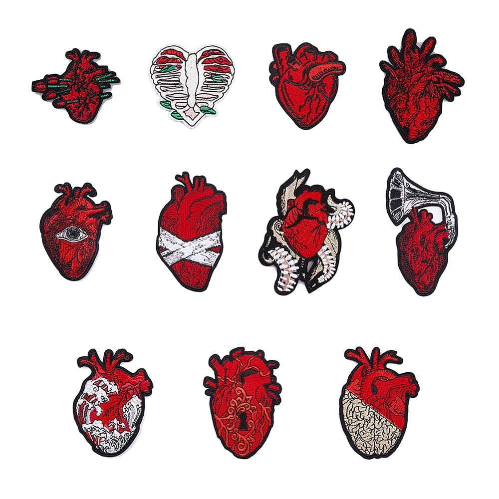 11pcs X-Ray Anatomical Red Heart Patch Embroidered The Heart of Gothic ...