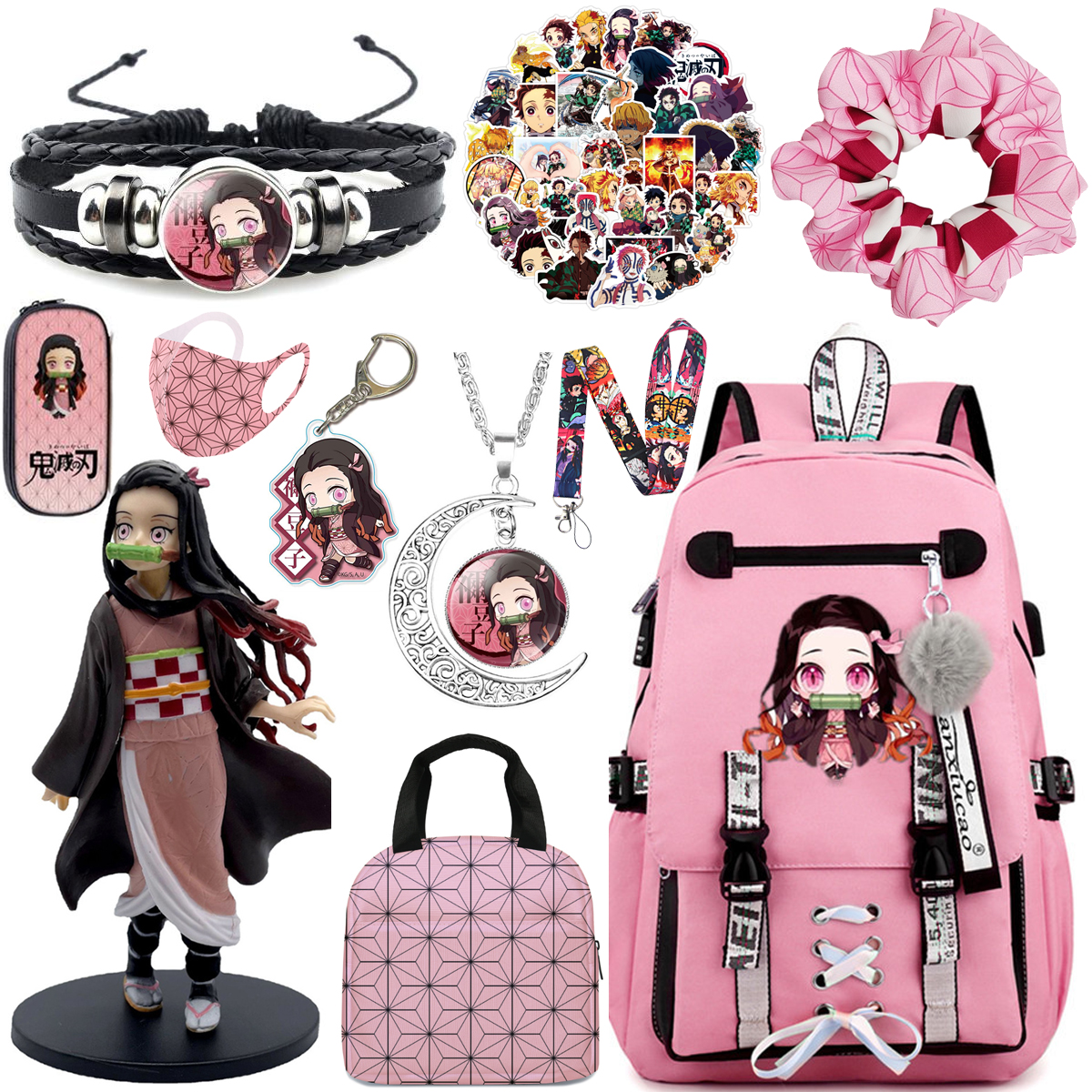 11pcs/set Demon Slayer Nezuko School backpack with Usb port - Walmart.com
