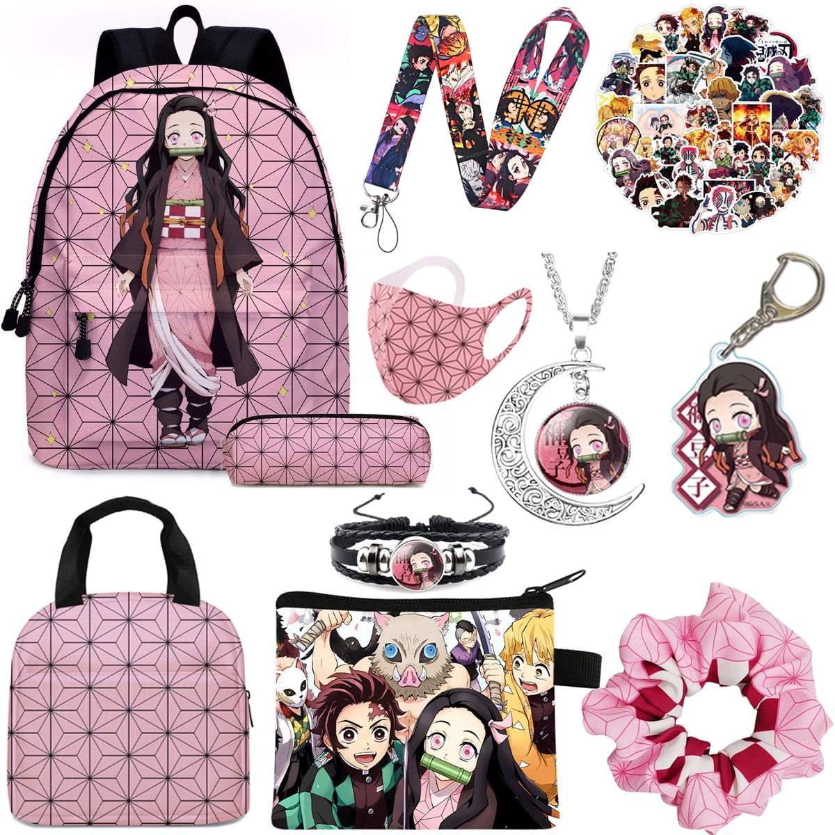 11pcs/set Rucksack Anime Demon Slayer Nezuko Backpacks - Walmart.com