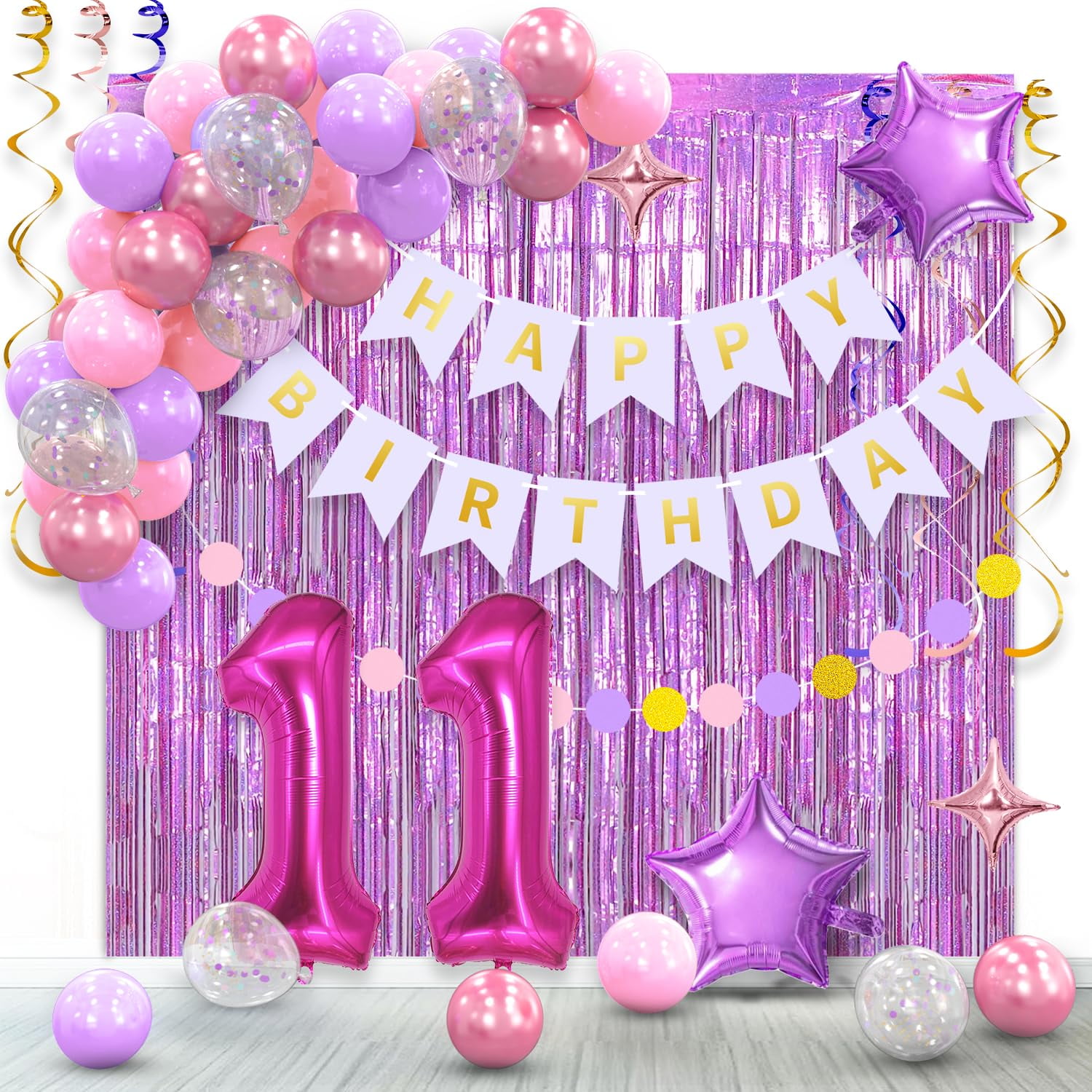 11th Birthday Decorations for Girls Pink KKS1 Purple - Happy 11th ...