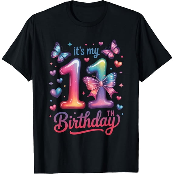 11th Birthday Girl Butterfly Its My Eleven Birthday Est 2014 T-Shirt ...