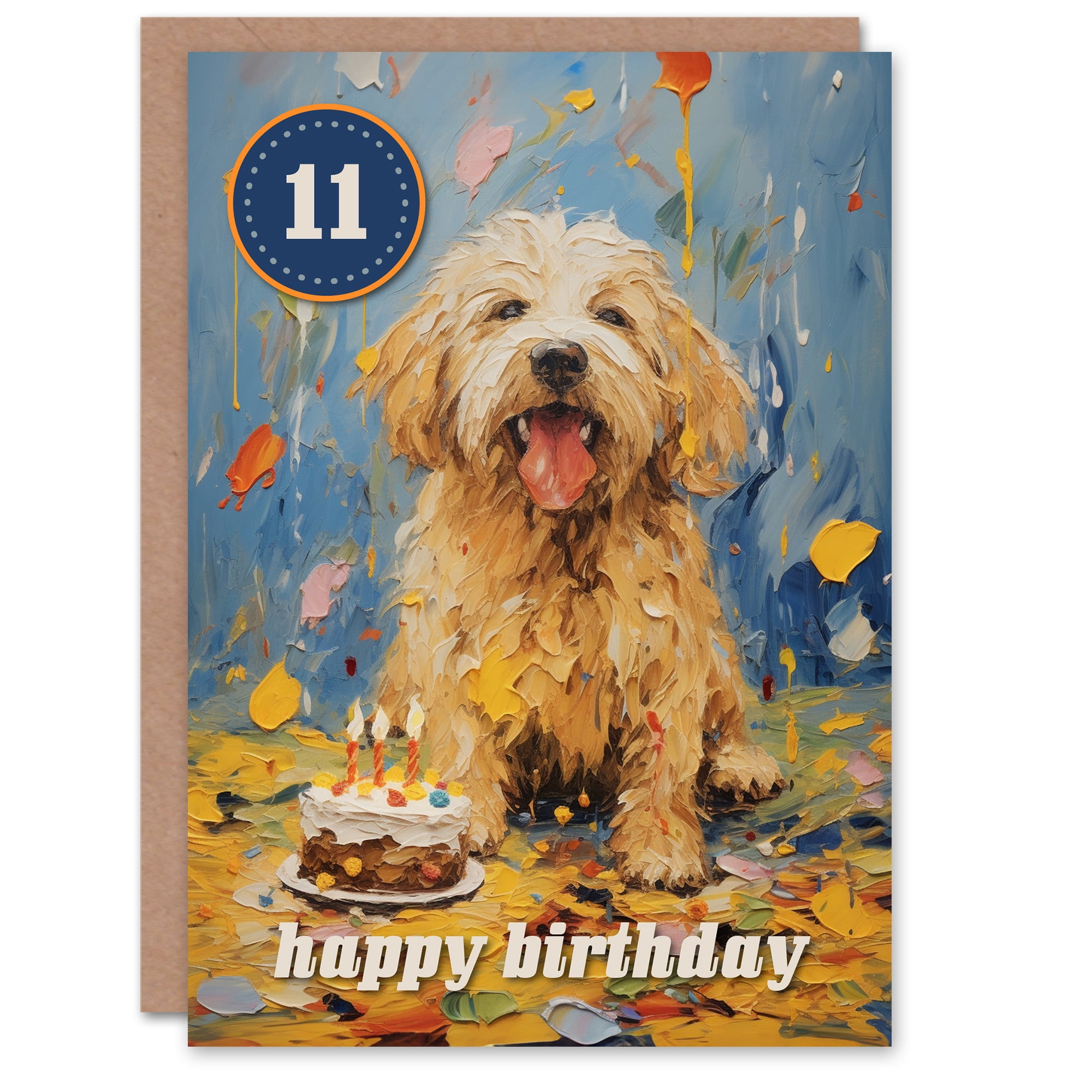 11th Birthday Greeting Card Dog Lover Puppy Cake Kids Age 11 Year Old ...