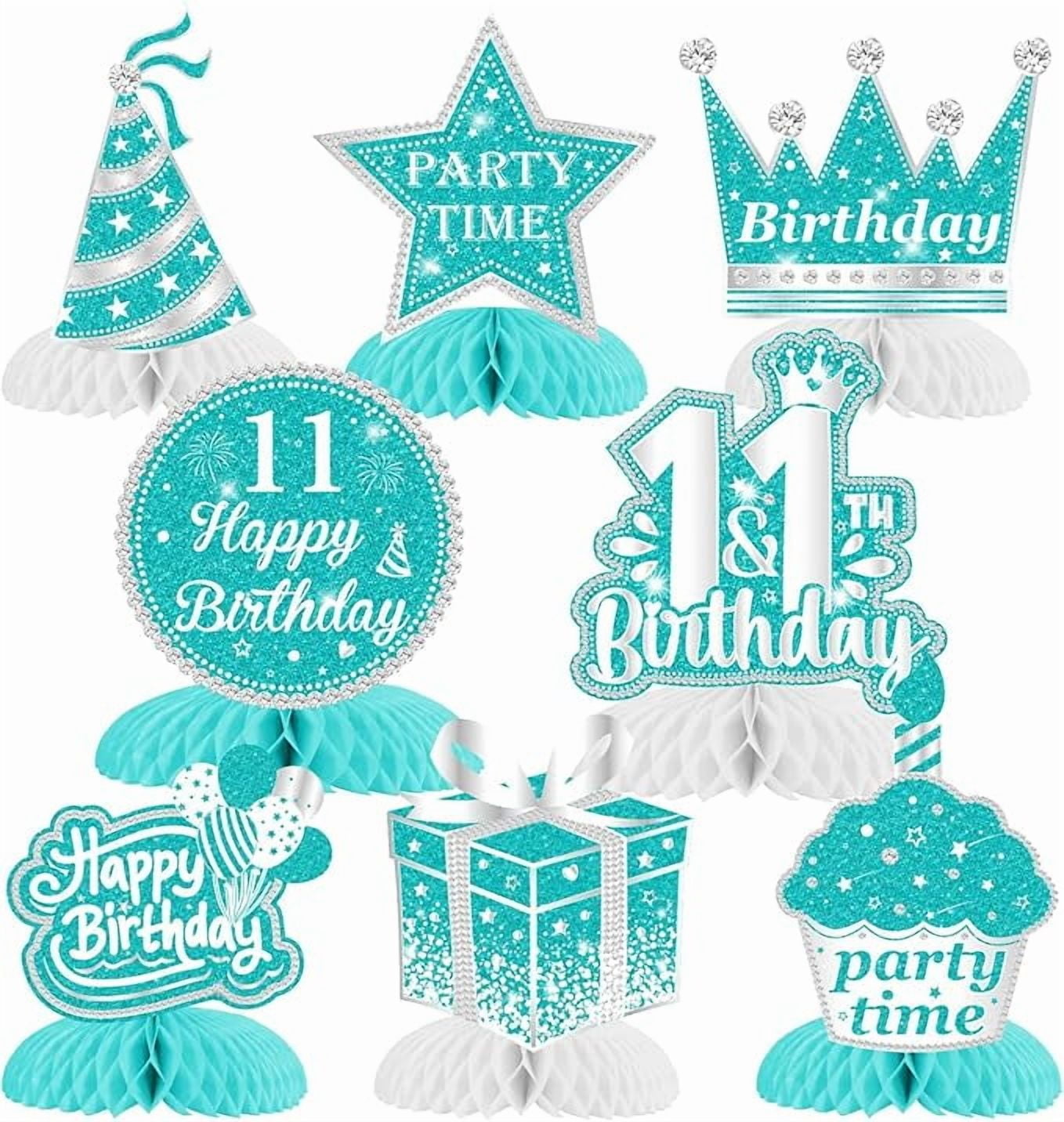 11th Birthday Honeycomb Centerpieces, 8 Pieces Teal Silver 11 Year Old ...