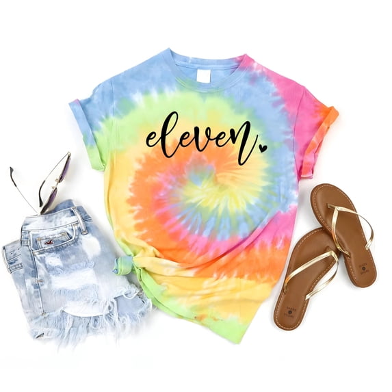 11th Birthday Shirt Colorful Tie Dye Girls Tee Sassy Eleven Design Eco ...
