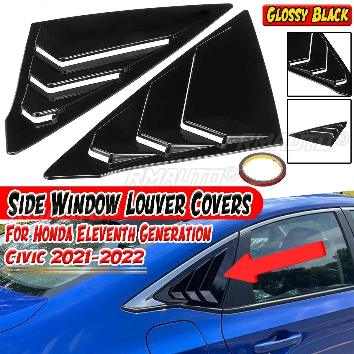 11th Car Rear Side Window Louver Covers Vents Trim Window Shade For Honda For Civic 11th ...