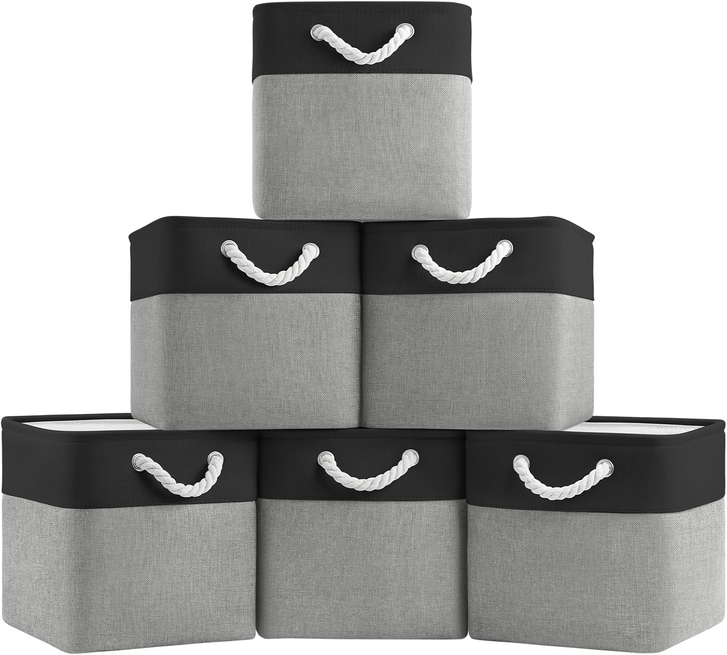 11x11 Cube Storage Bins,6 Pack Foldable Fabric Cube Organizer Bins with ...