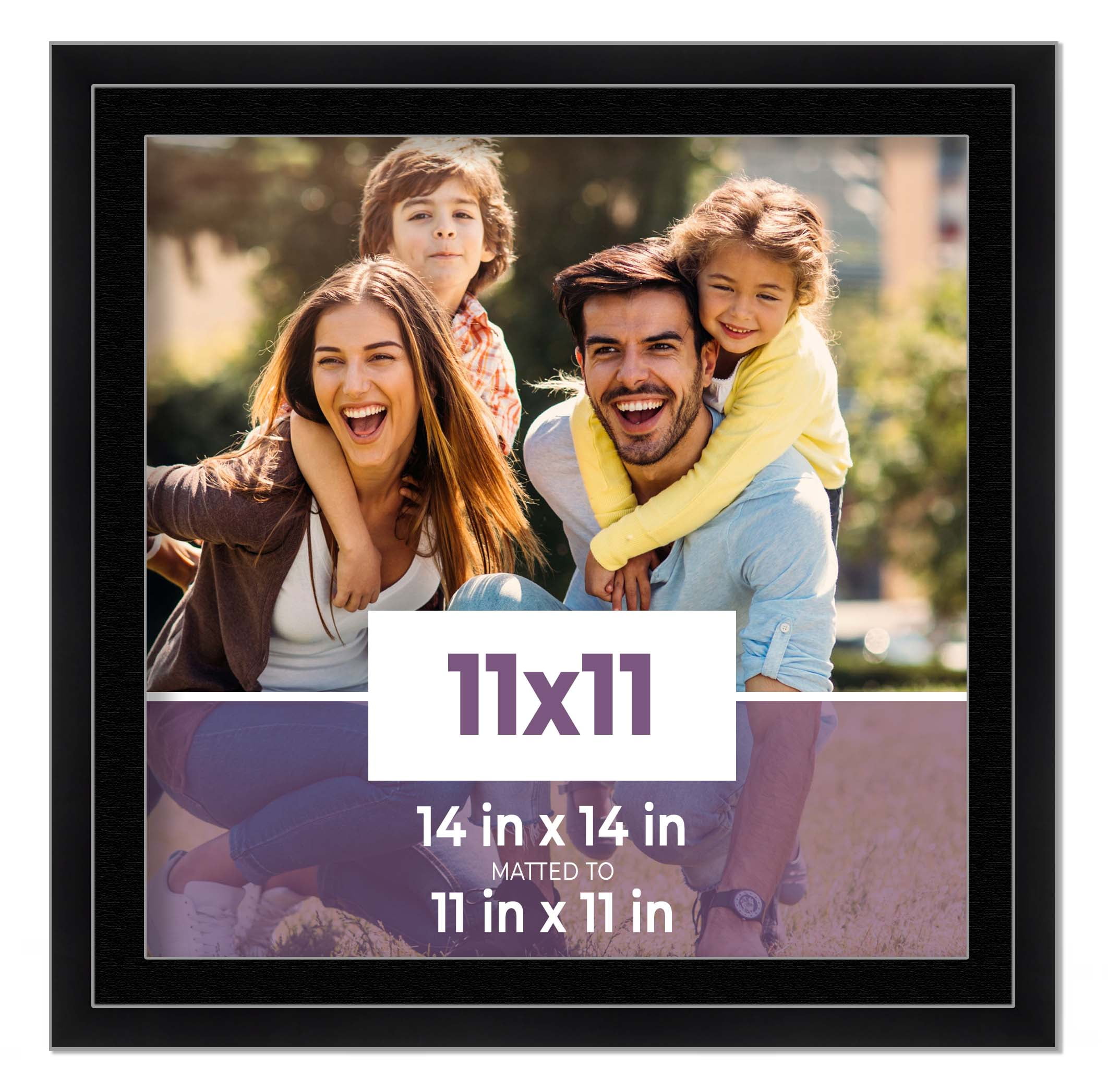 11x11 Frame Black With Black Picture Mat For 11x11 Photo - Black 14x14 ...