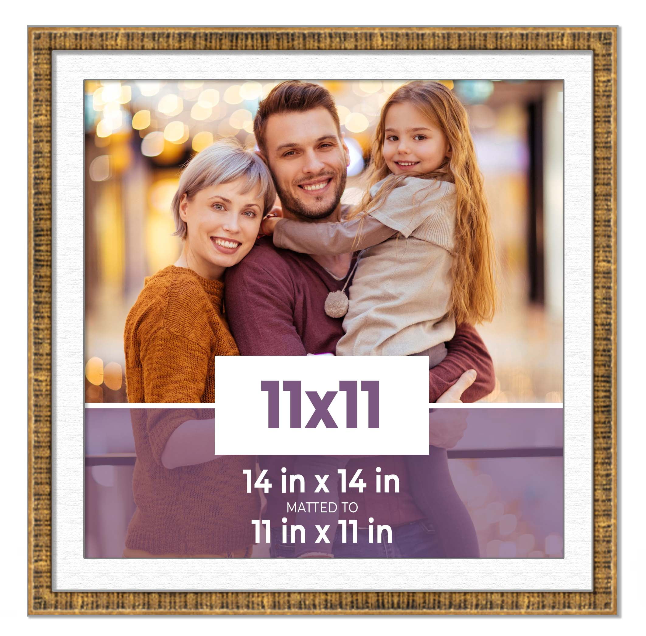 11x11 Frame Gold With White Picture Mat For 11x11 Photo - Gold 14x14 ...