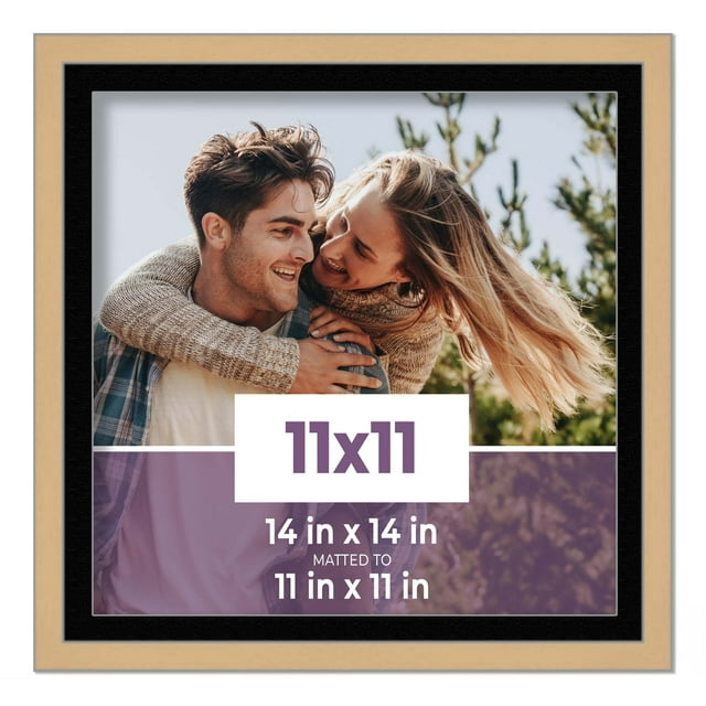 11x11 Frame Natural With Black Picture Mat For 11x11 Photo - Natural ...