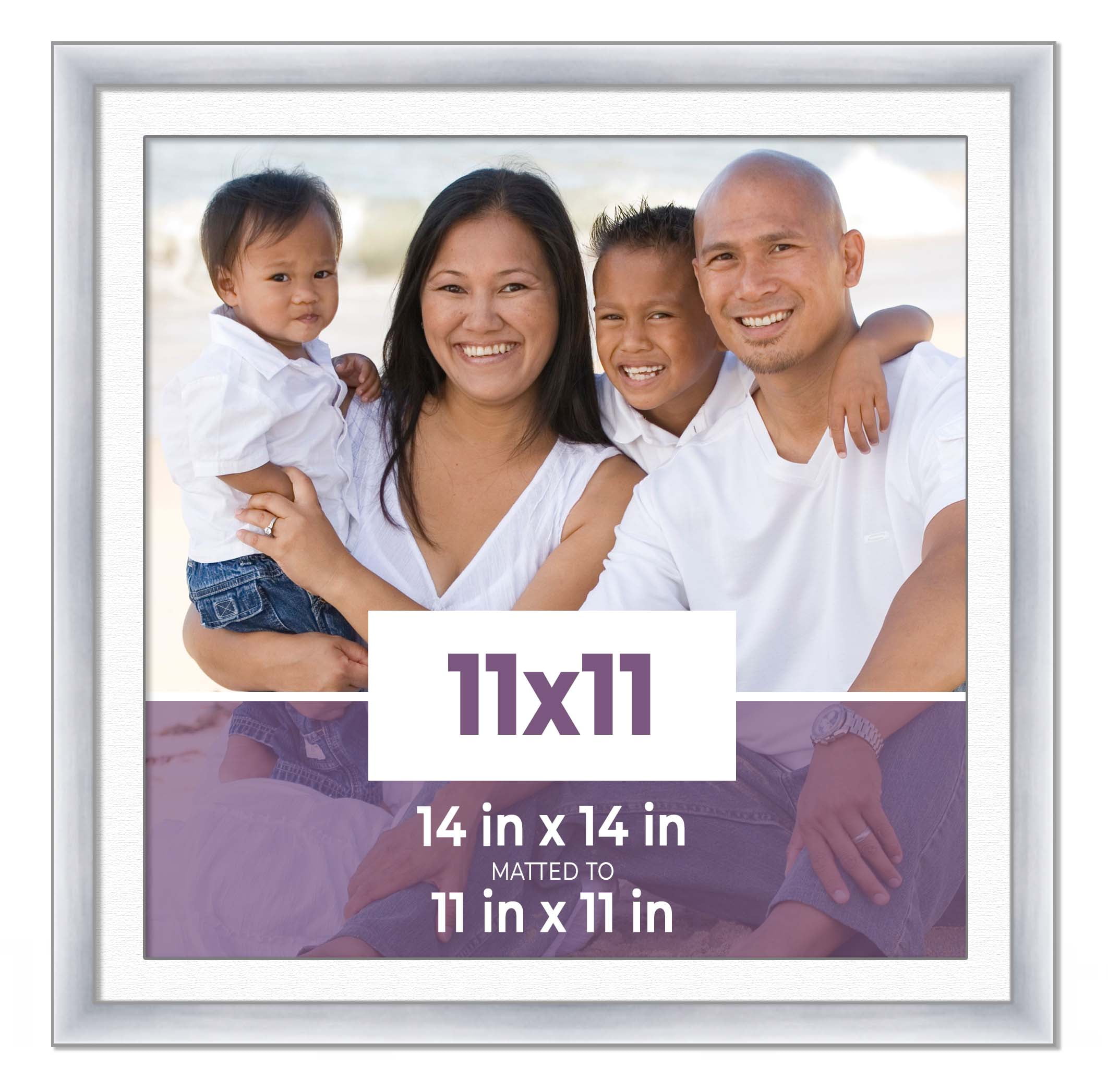 11x11 Frame Silver With White Picture Mat For 11x11 Photo - Silver ...
