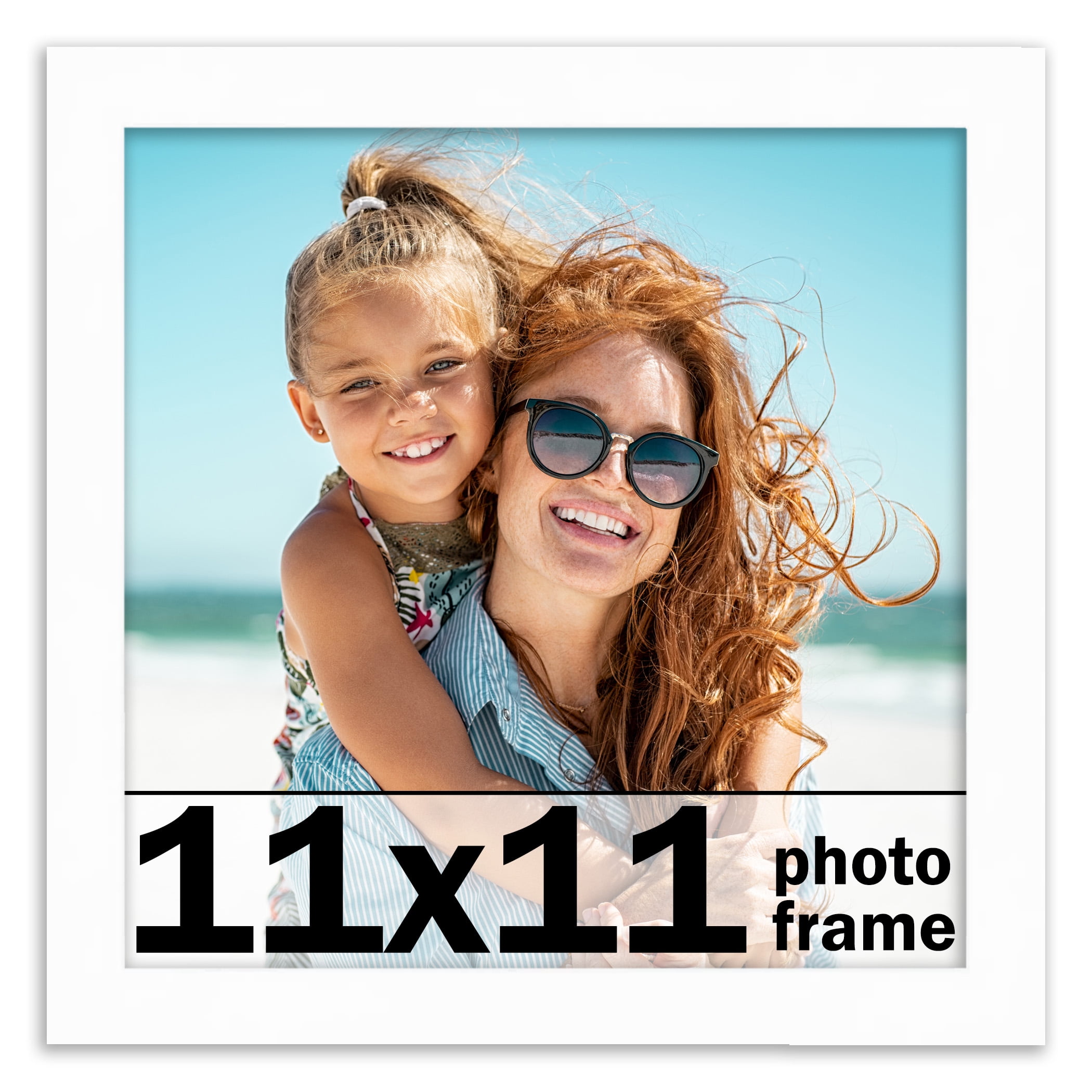 11x11 Frame White Solid Wood Picture Frame Includes UV Acrylic Shatter ...