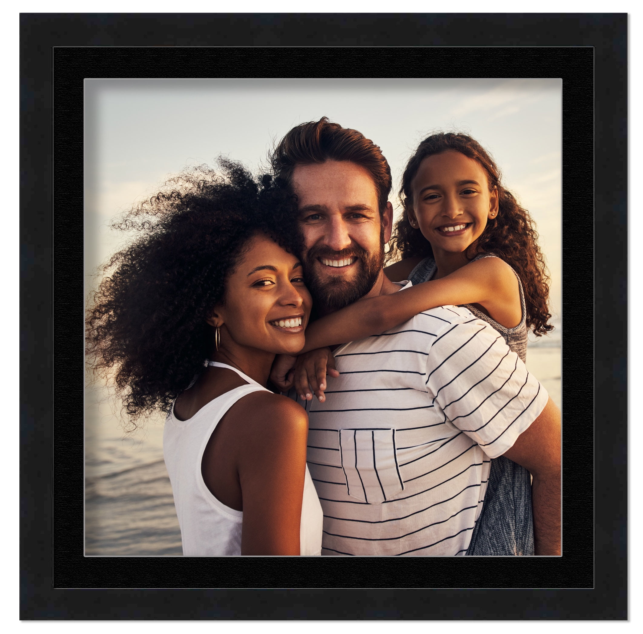 11x11 Frame with Mat - Black 14x14 Frame Wood Made to Display Print or Poster Measuring 11 x 11 ...