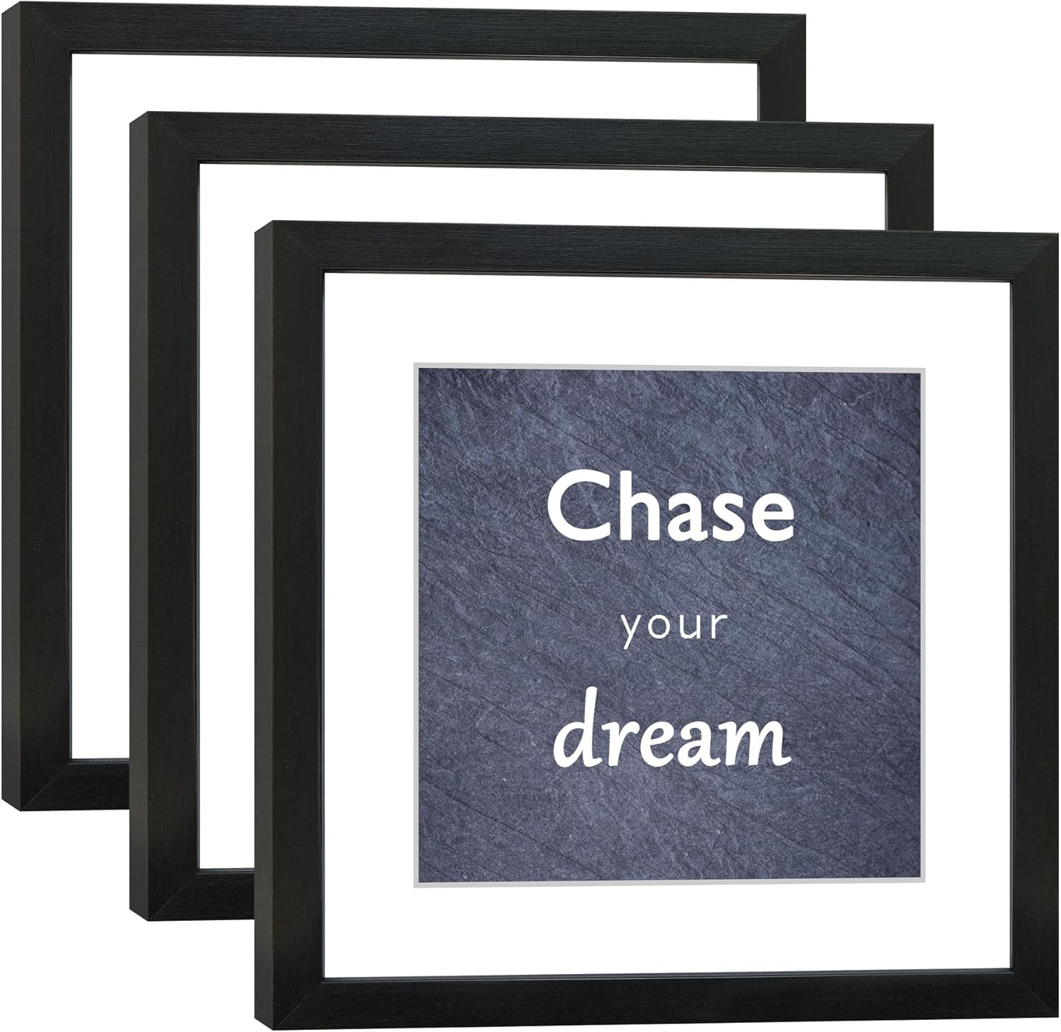 11x11 Picture Frame Set of 3 with Real Glass for Pictures 8x8 with Mat or 11x11 Without Mat ...