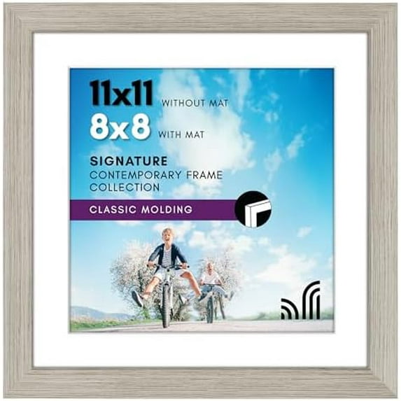 11x11 Picture Frame with Shatter-Resistant Glass - Use as 8x8 Frame ...