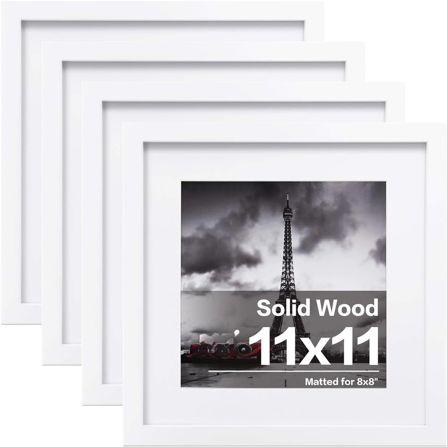 11x11 Picture Frames 4 PCS, Made of Solid Wood Covered by Plexiglass ...