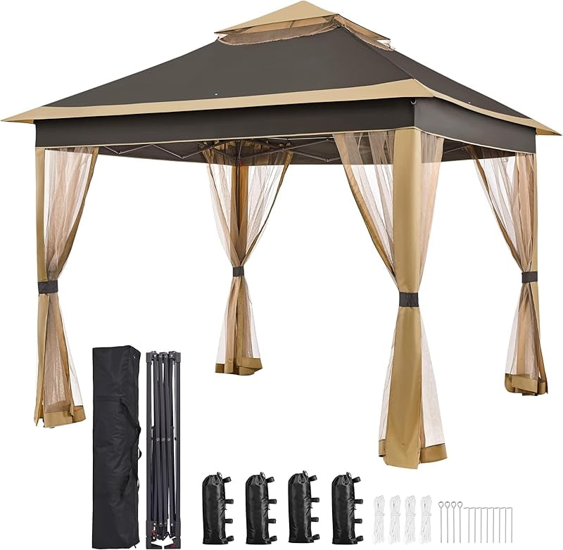 11x11 Pop Up Gazebo Outdoor Canopy Shelter, Instant Patio Gazebo Sun ...