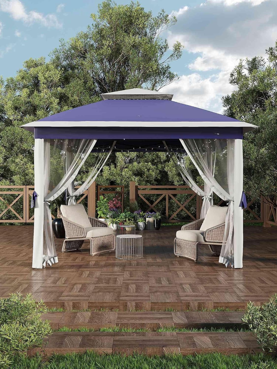 11x11 Pop Up Canopy Tent with Mosquito Net,Waterproof & UV Resistant ...