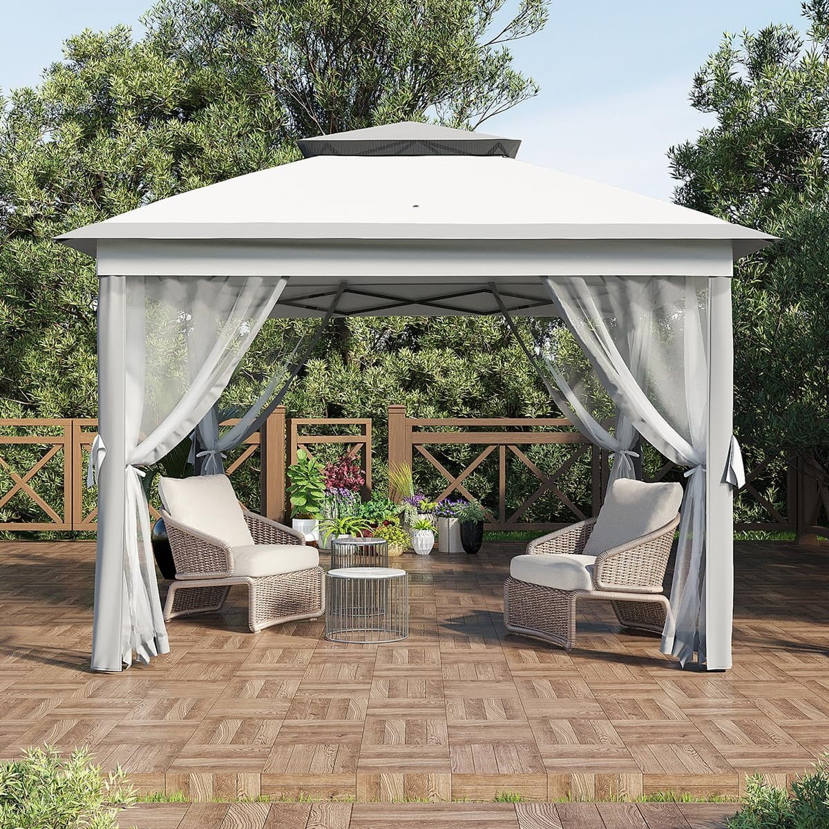 11x11 Pop Up Canopy Tent with Mosquito Netting, Outdoor Canopy Shelter ...